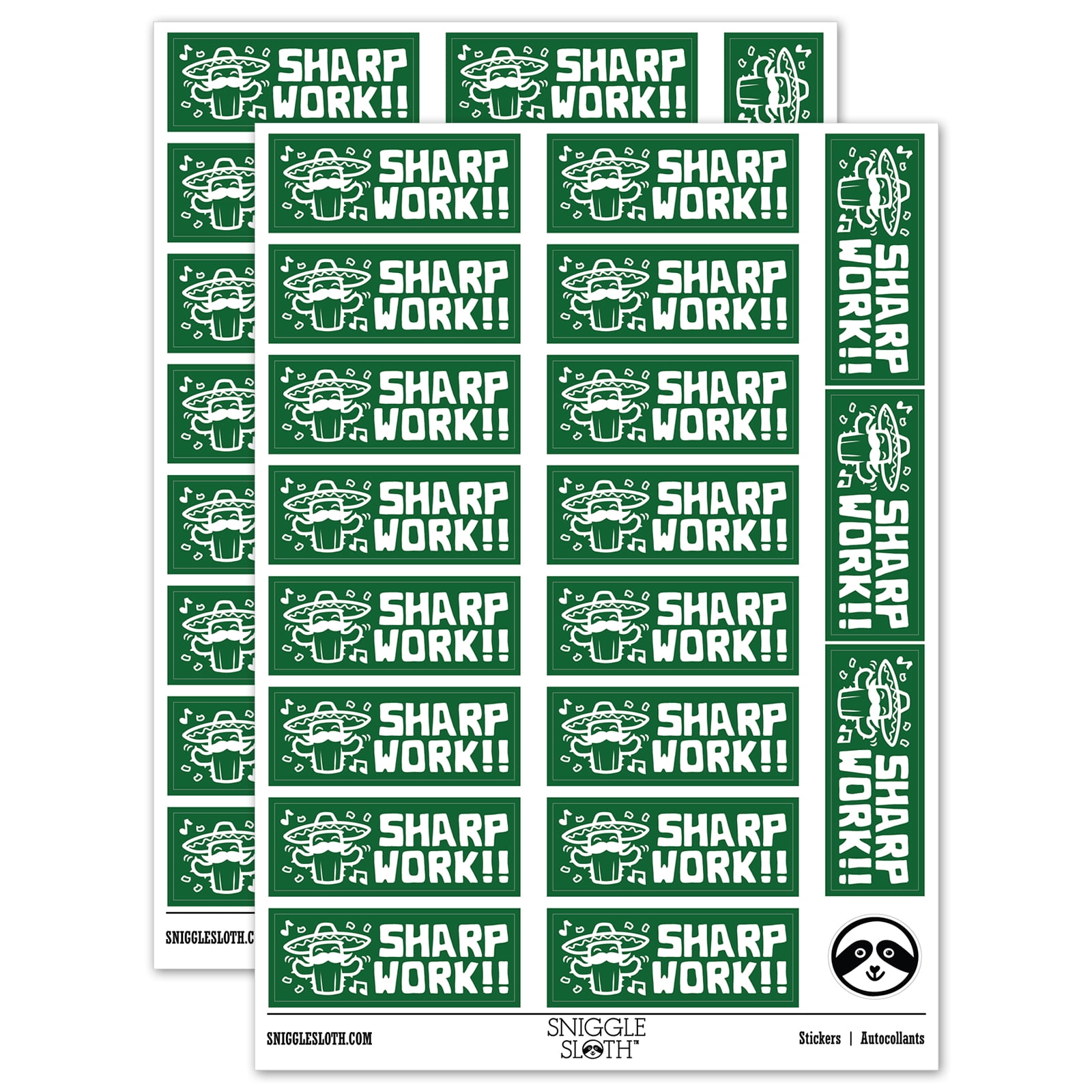 Sharp Work Fiesta Cactus Teacher Student School Sticker Set - Dark Green - Matte Finish - 2.00 ...