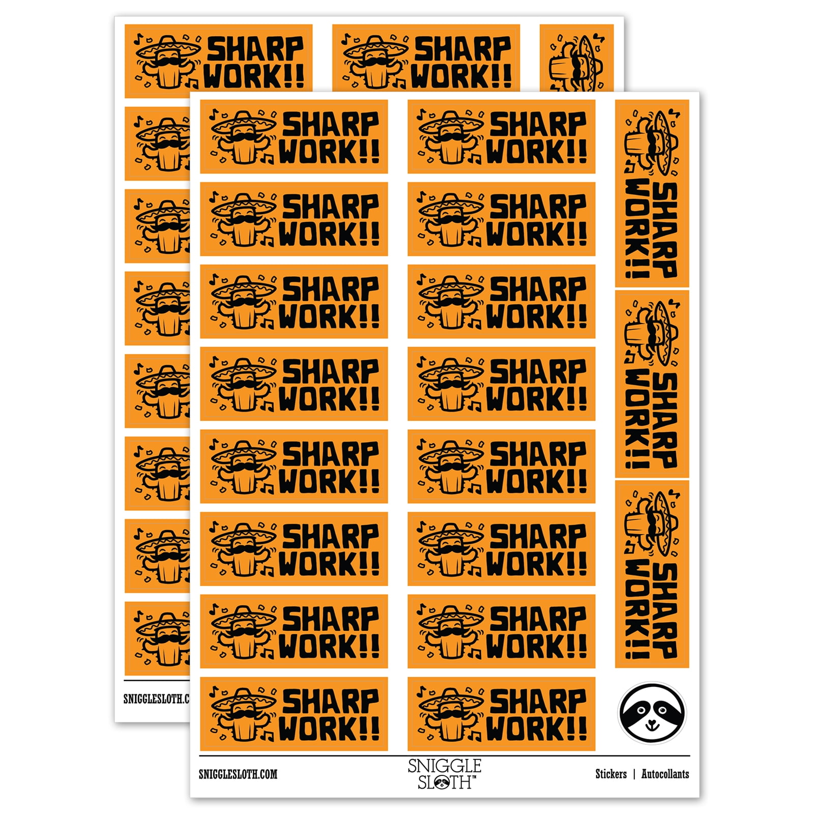 Sharp Work Fiesta Cactus Teacher Student School Sticker Set - Orange ...
