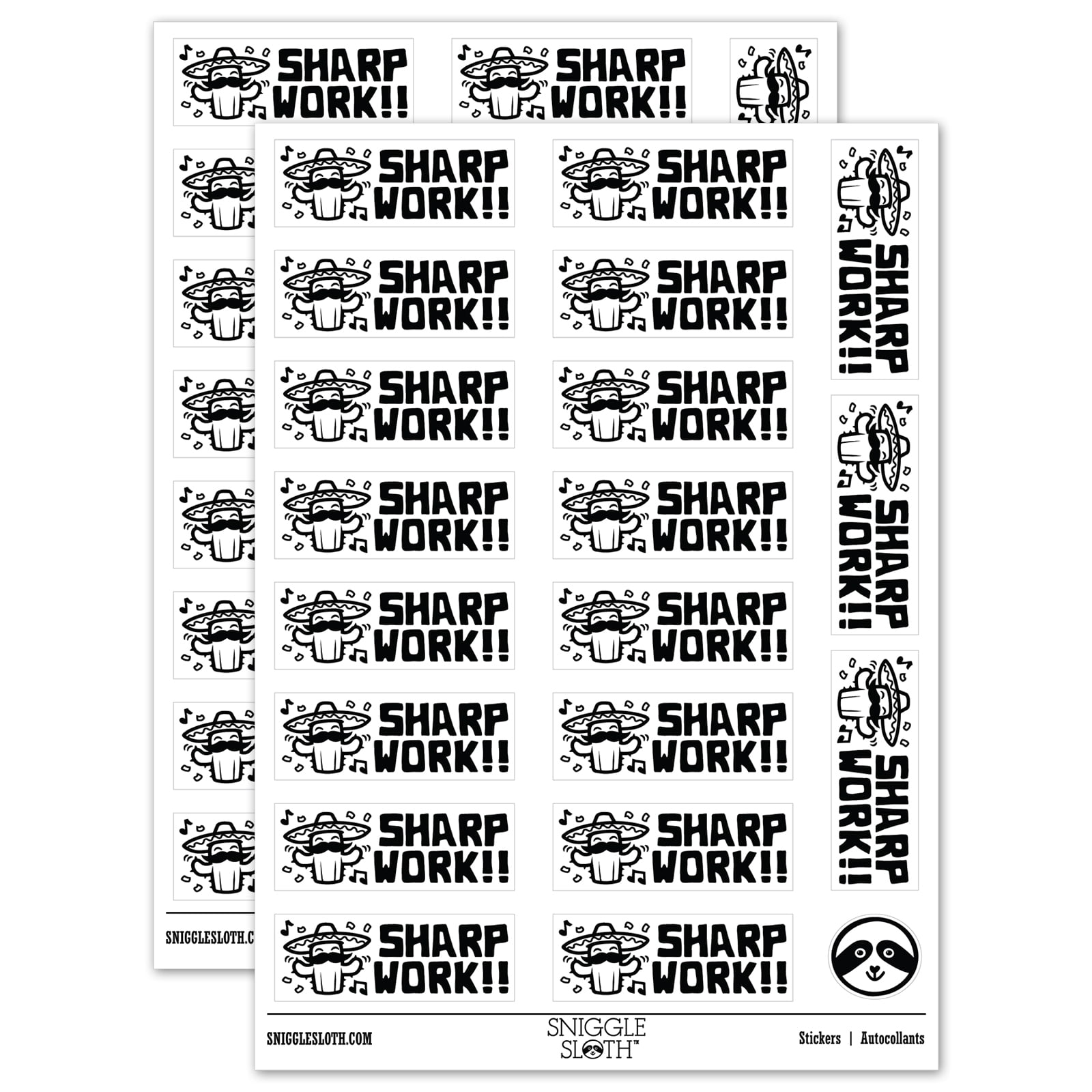 Sharp Work Fiesta Cactus Teacher Student School Sticker Set - White ...