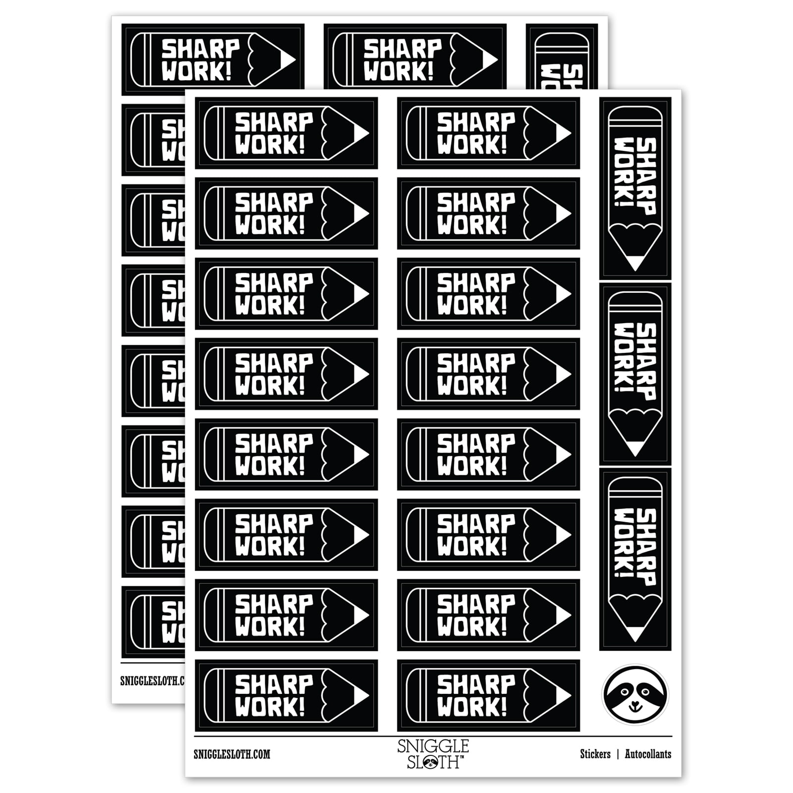 Sharp Work Pencil Teacher Student School Sticker Set - Black - Gloss ...