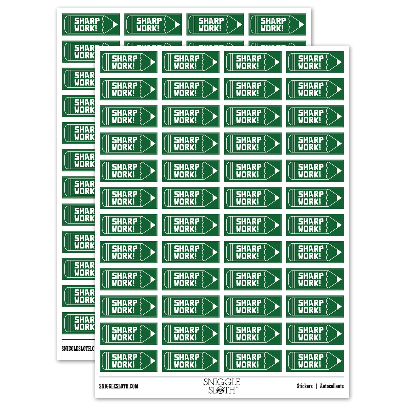 Sharp Work Pencil Teacher Student School Sticker Set - Dark Green ...