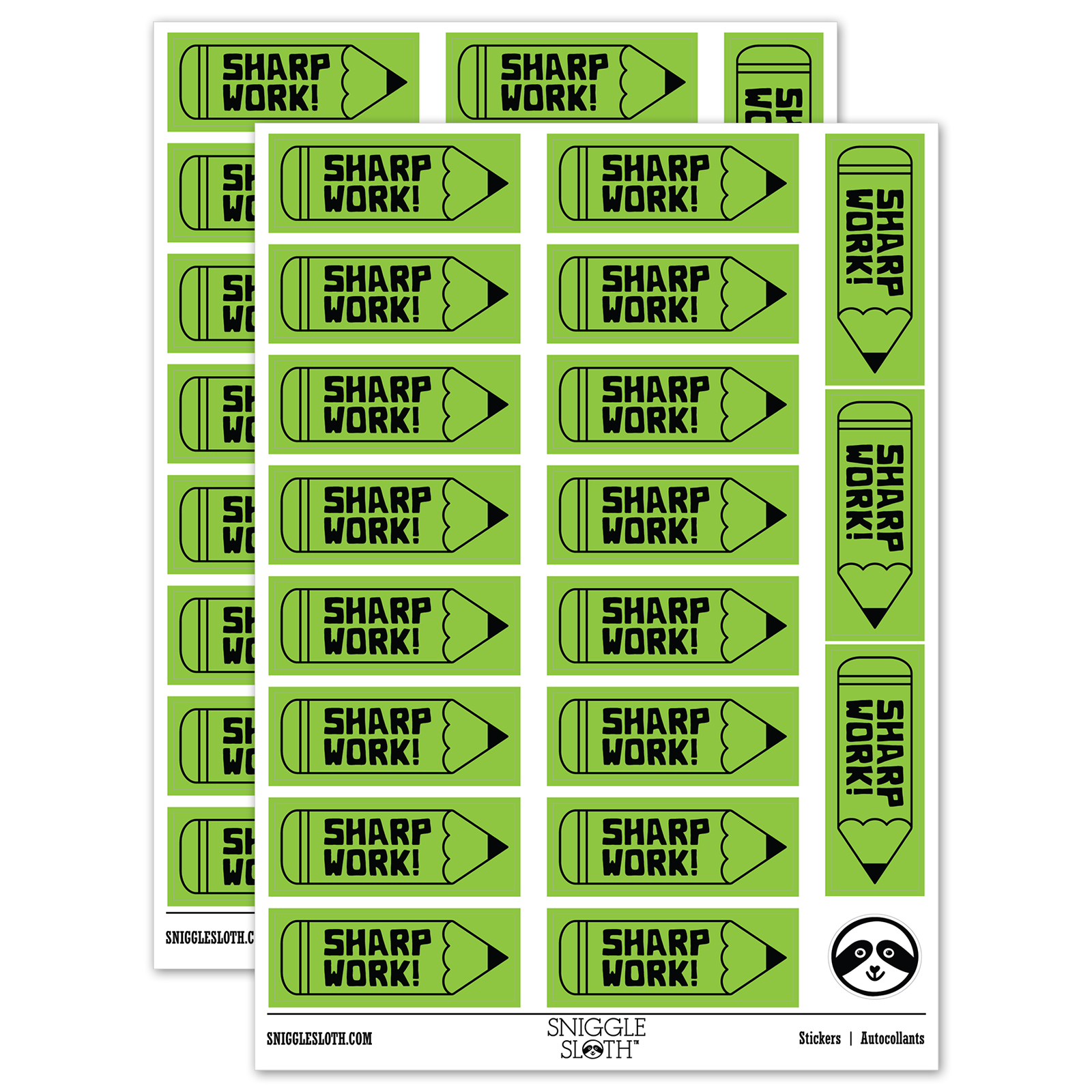 Sharp Work Pencil Teacher Student School Sticker Set - Light Green ...