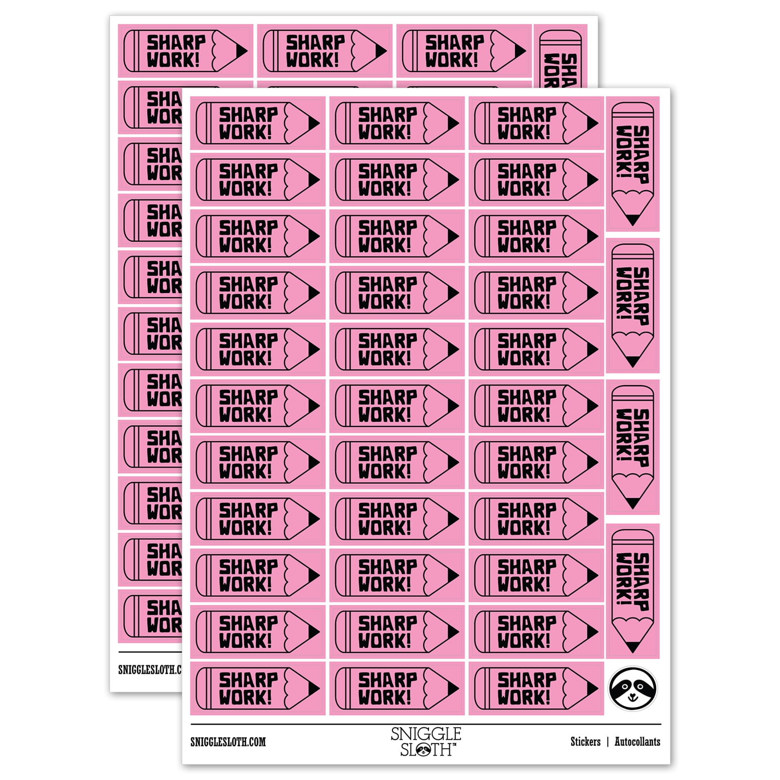 Sharp Work Pencil Teacher Student School Sticker Set - Light Pink ...