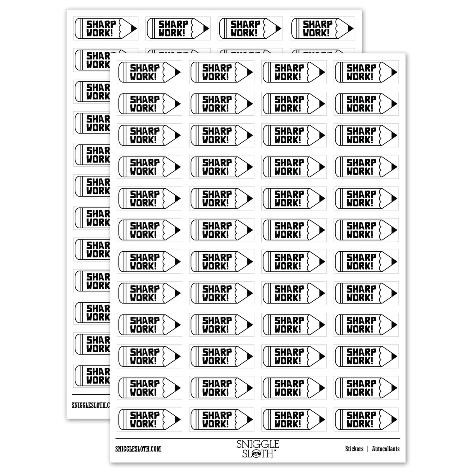 Sharp Work Pencil Teacher Student School Sticker Set - White - Gloss ...