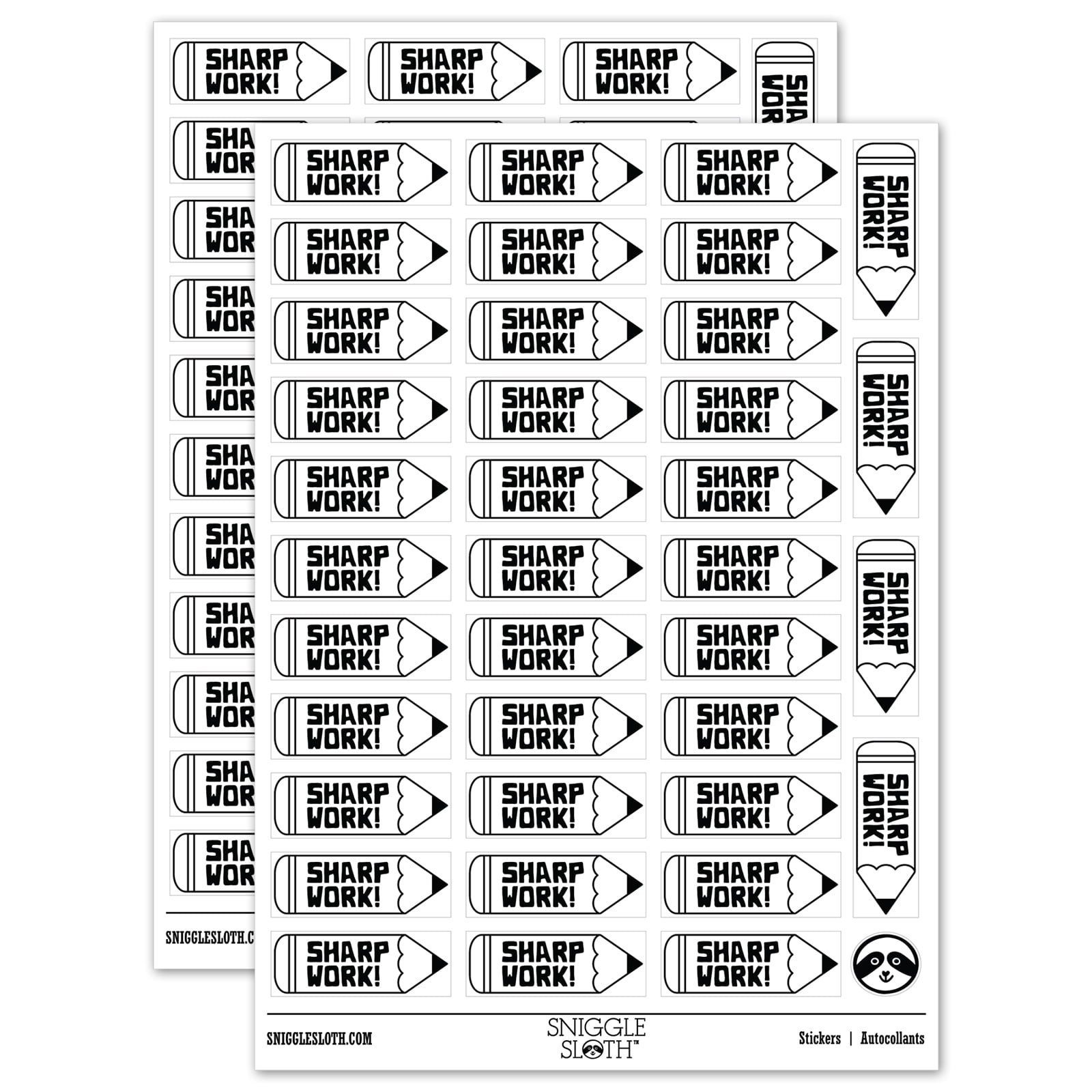 Sharp Work Pencil Teacher Student School Sticker Set - White - Matte ...