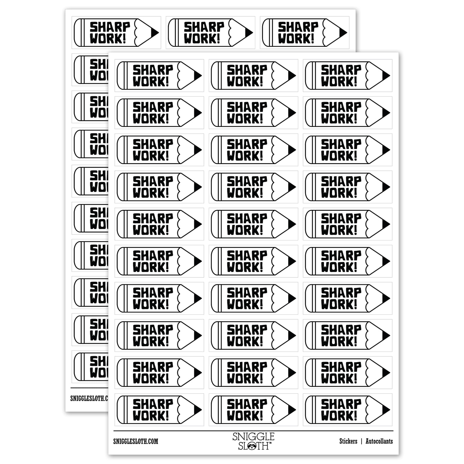 Sharp Work Pencil Teacher Student School Sticker Set - White - Matte ...