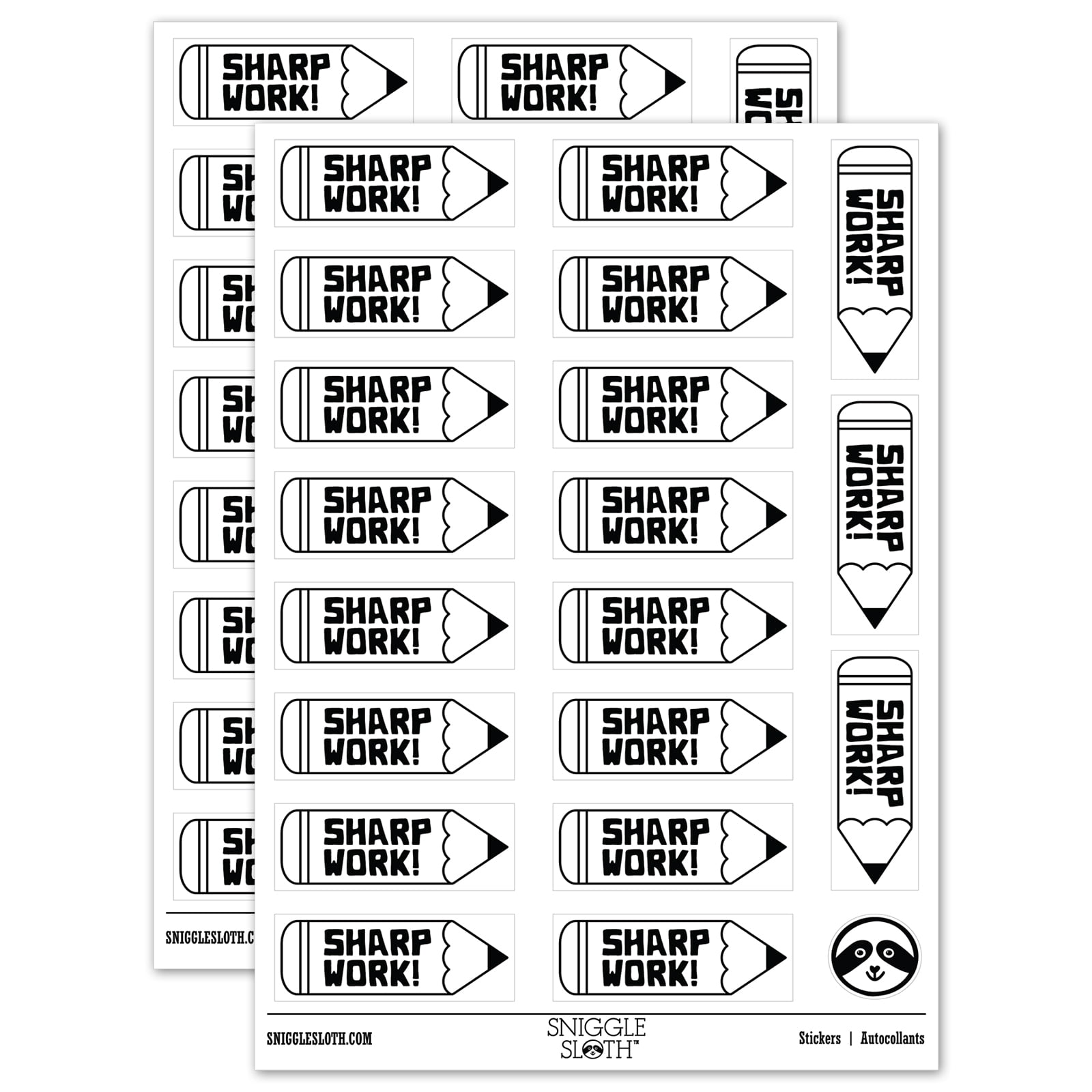 Sharp Work Pencil Teacher Student School Sticker Set - White - Matte ...