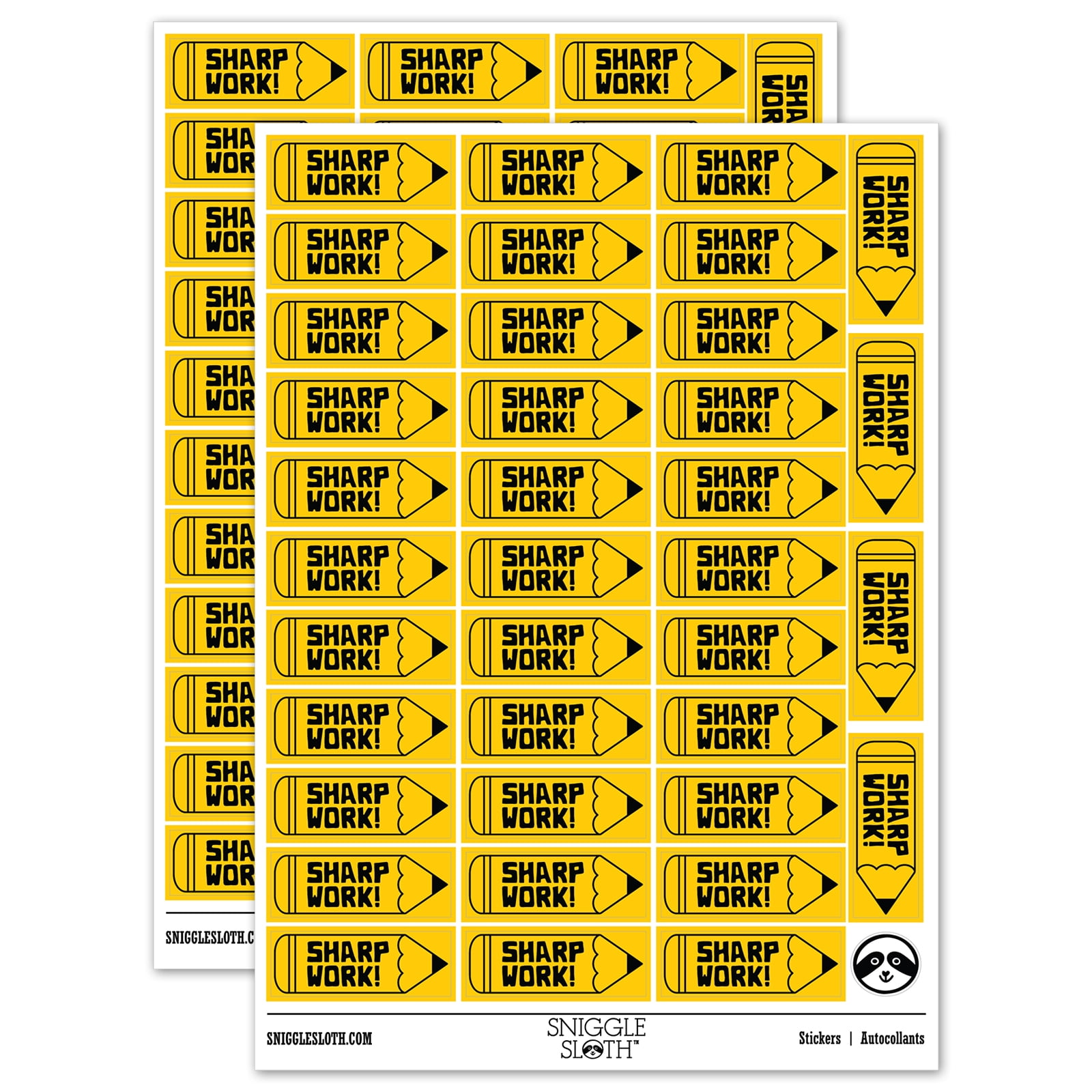 Sharp Work Pencil Teacher Student School Sticker Set - Yellow - Matte ...