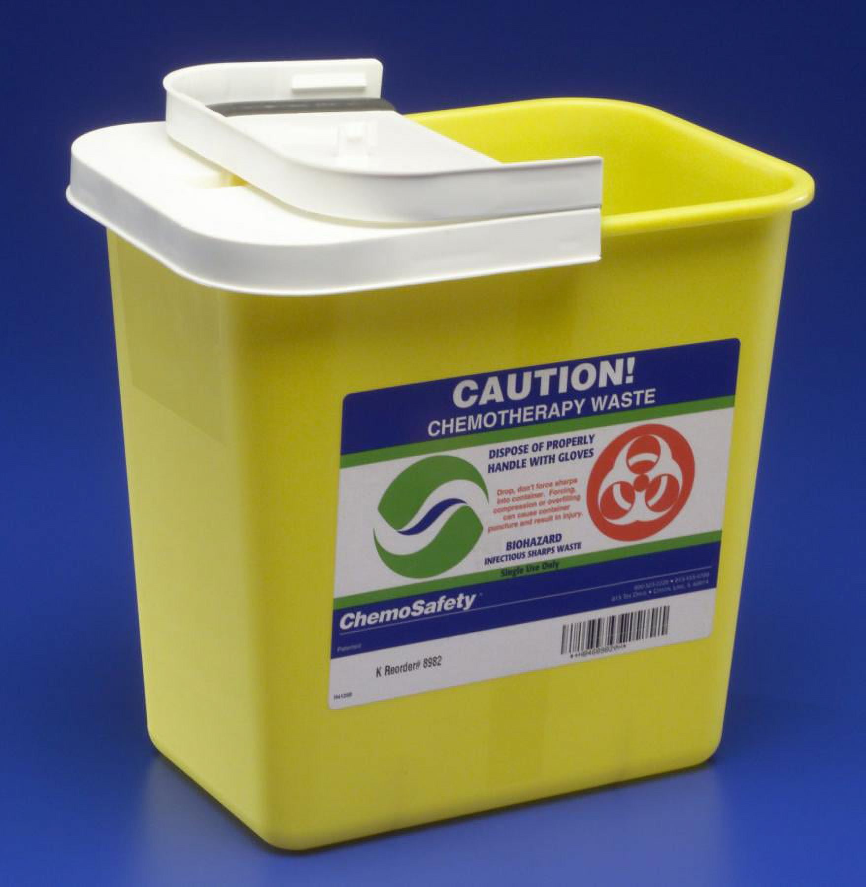 SharpSafety Chemotherapy Waste Container, 2 Gallon, Yellow, Hinged Lid ...