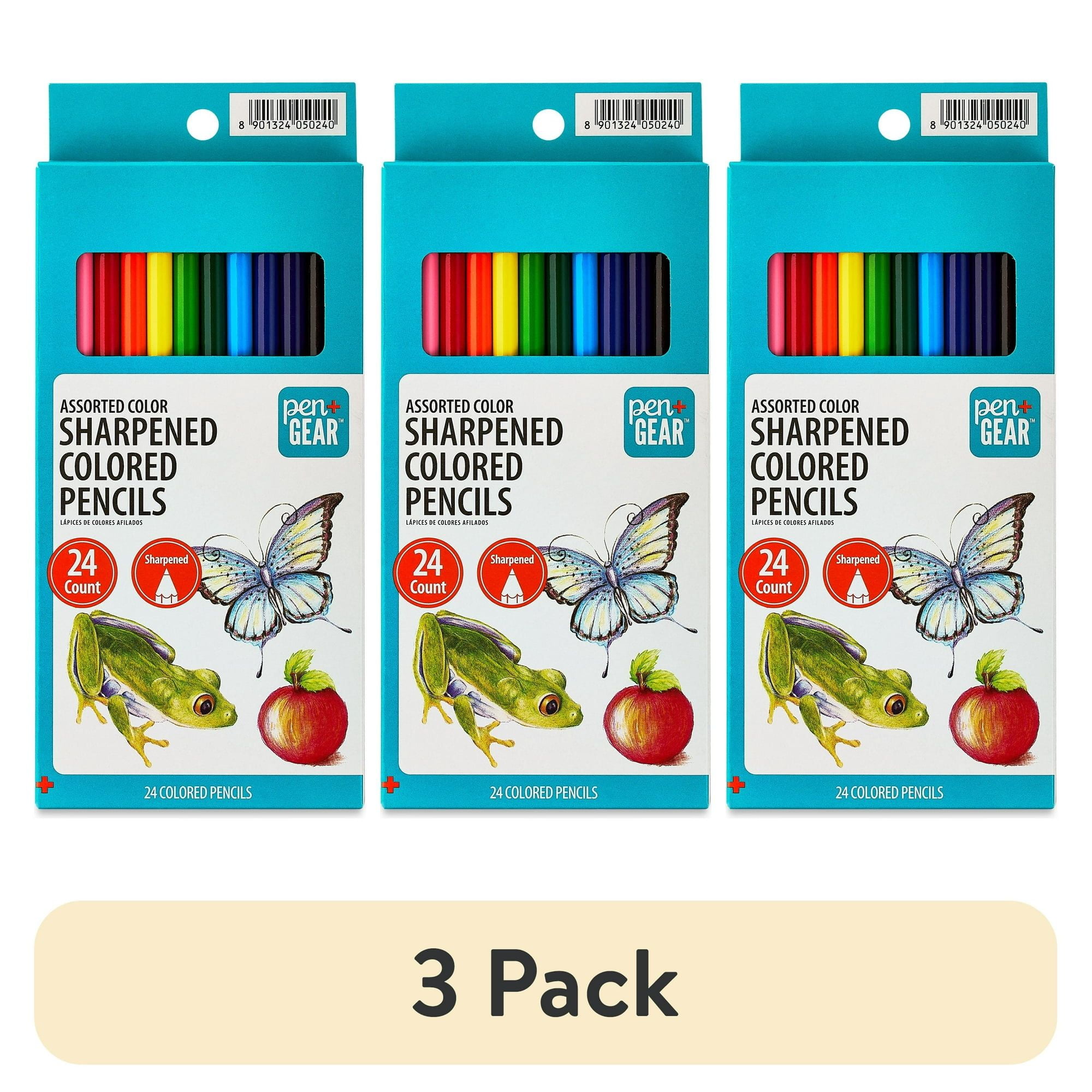Sharpened Colored Pencils, 24 Count Assorted Colors (3 Pack) - Vibrant ...