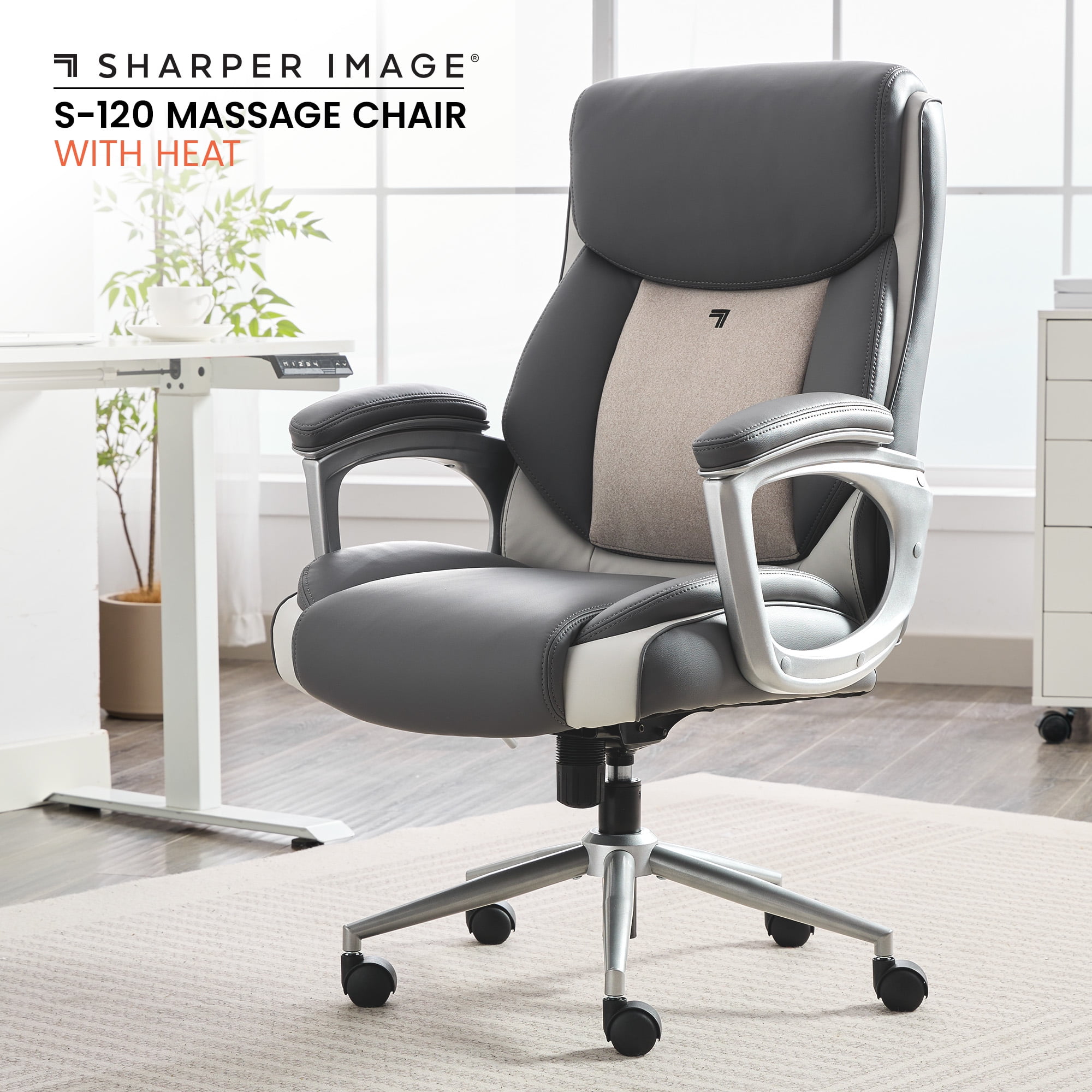 Sharper Image S-120 Massage and Heat Office Chair, Gray/White - Walmart.com