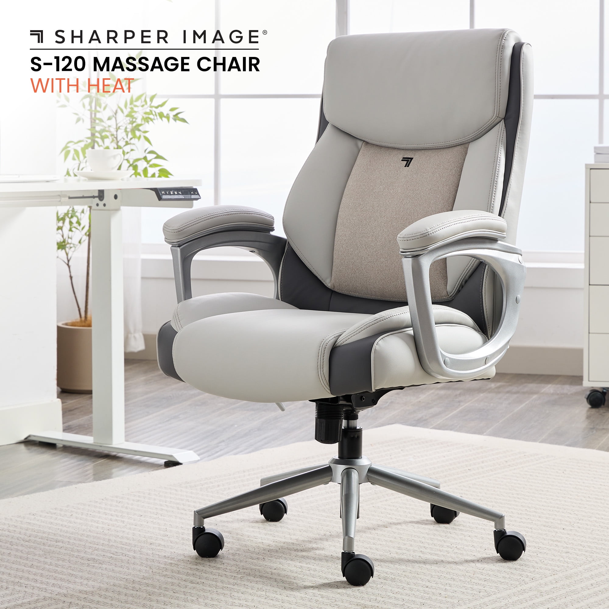 Sharper Image S-120 Massage and Heat Office Chair, White/Gray - Walmart.com