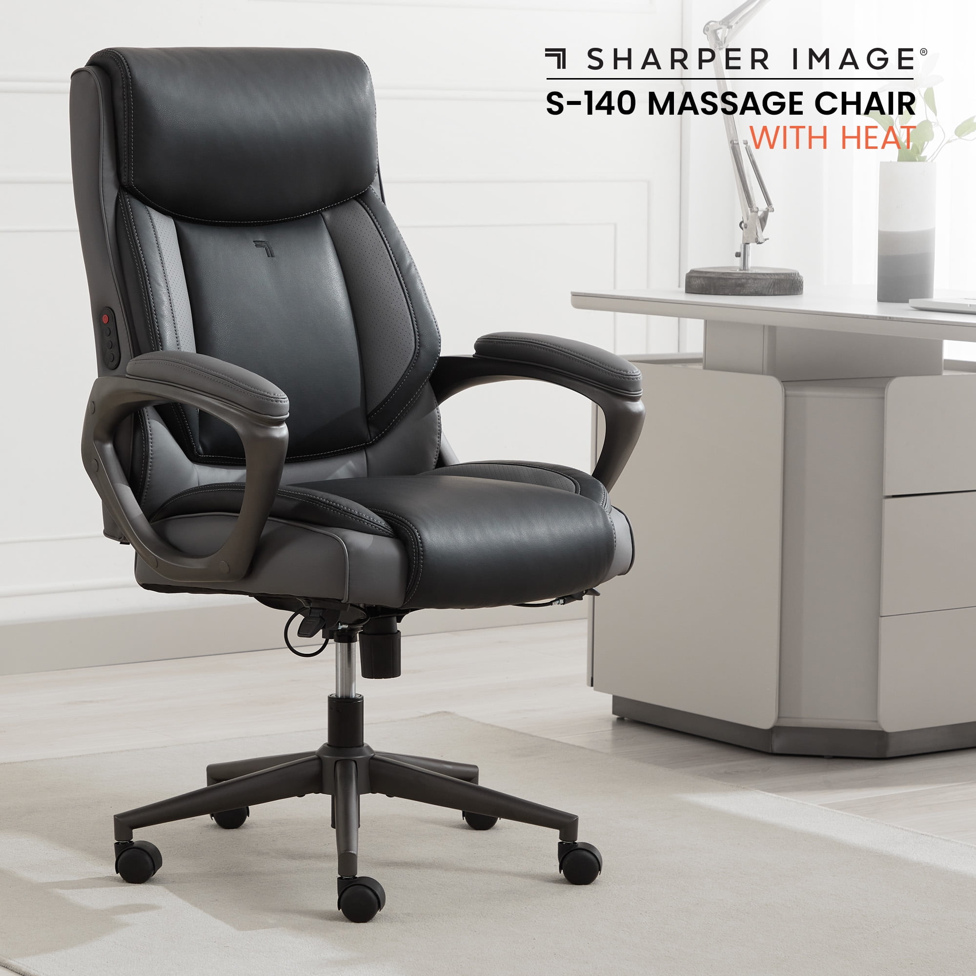 Sharper Image S-140 Massage and Heat Office Chair, Black/Gray - Walmart.com
