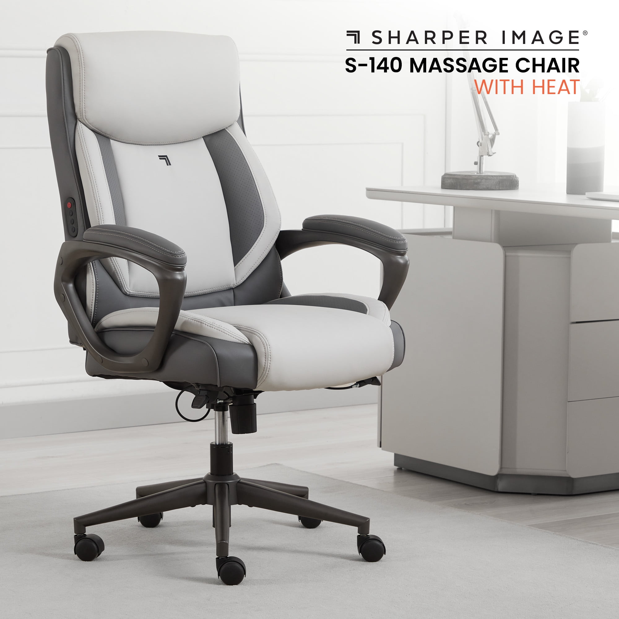 Sharper Image S-140 Massage and Heat Office Chair, White/Gray - Walmart.com