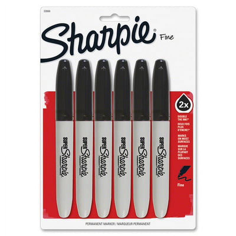 Sharpie-1PK Super Permanent Marker, Fine Bullet Tip, Black, 6/Pack ...