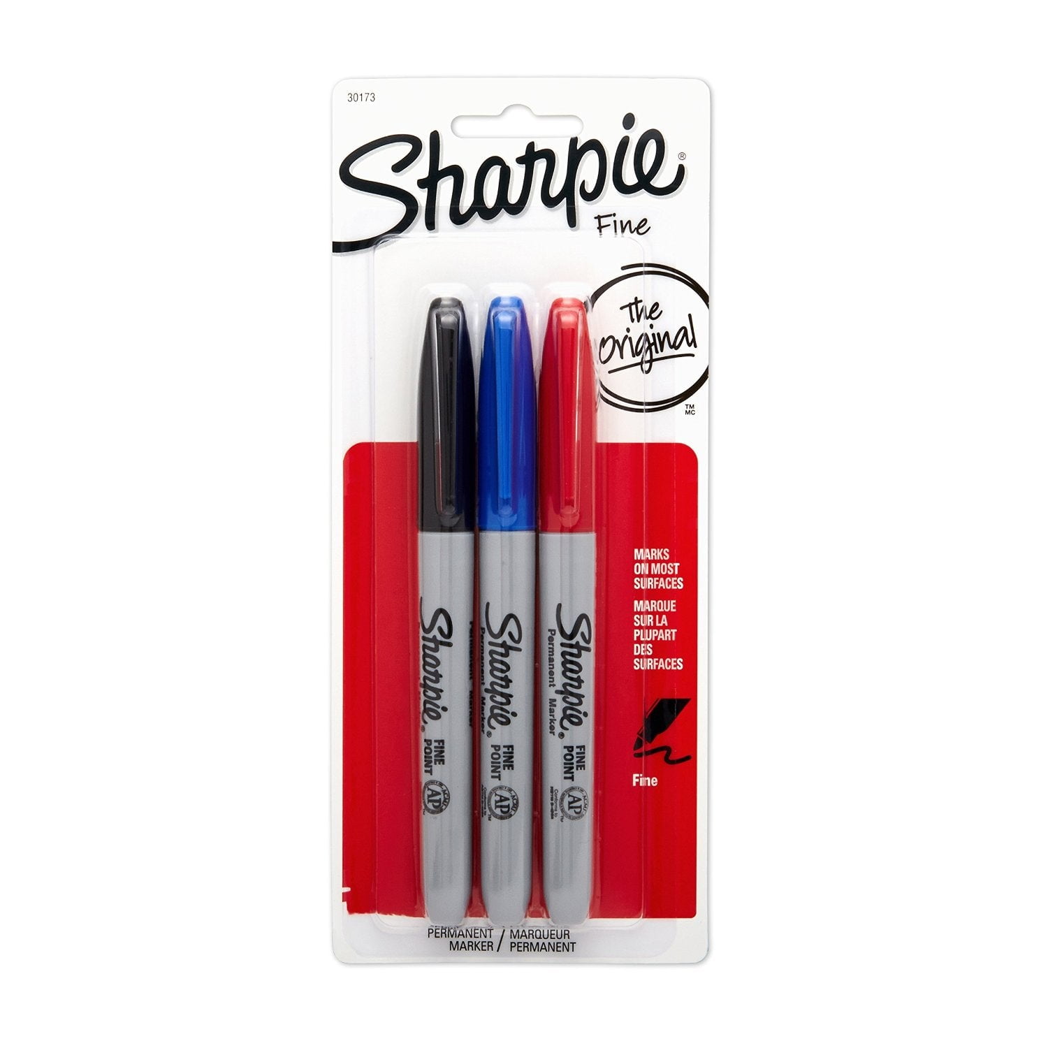 Sharpie 30173PP Fine Point Permanent Markers, Assorted Colors, 3-Count ...