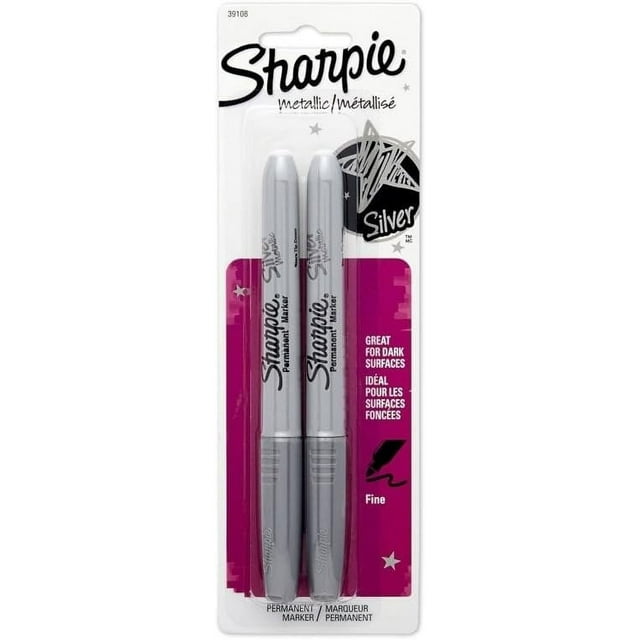 Sharpie 39108PP Fine Point Metallic Silver Permanent Marker, 18 Blister ...