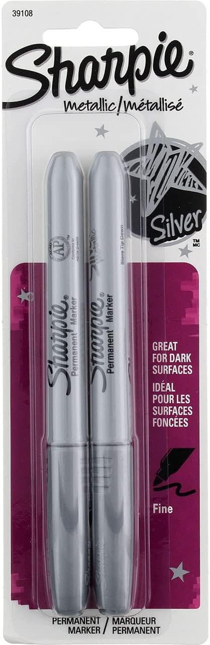 Sharpie 39108PP Fine Point Metallic Silver Permanent Marker, 6 Blister ...