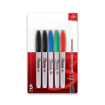 Sharpie 5pk Permanent Markers Fine Tip Multicolored: Art & Stationery ...