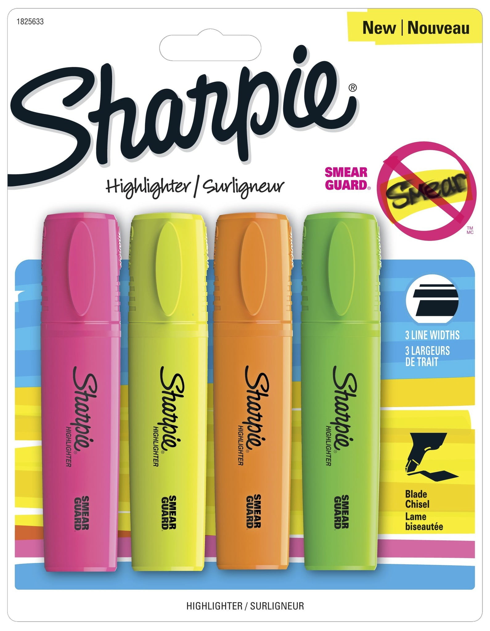 Sharpie® Blade Highlighters, Chisel Tip, Assorted Colors, 4/pk (1825633 ...