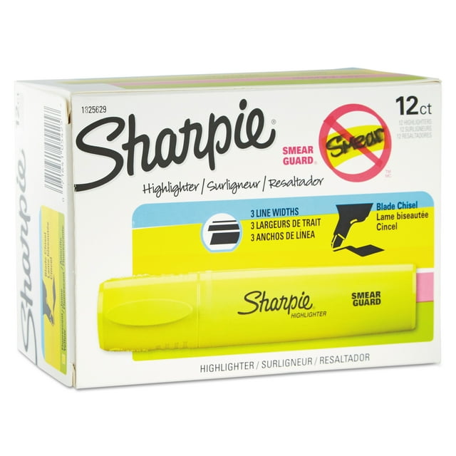 Sharpie Blade Tip Highlighter, Blade Chisel Tip, Yellow -SAN1825629 ...