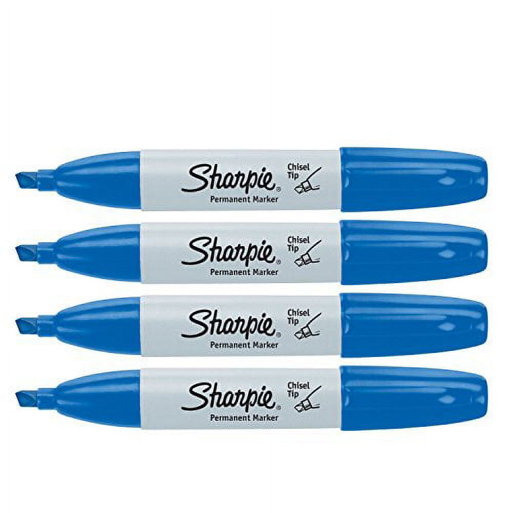 Sharpie Chisel Tip Marker Blue, 4 Markers Per Order 38282 - Walmart.com