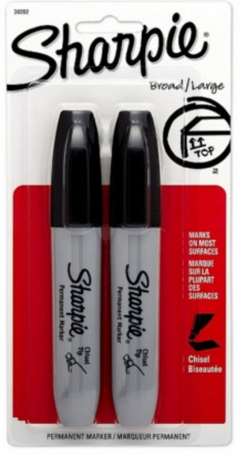 Sharpie Chisel Tip Permanent Markers, Black 2 ea (Pack of 2) - Walmart.com