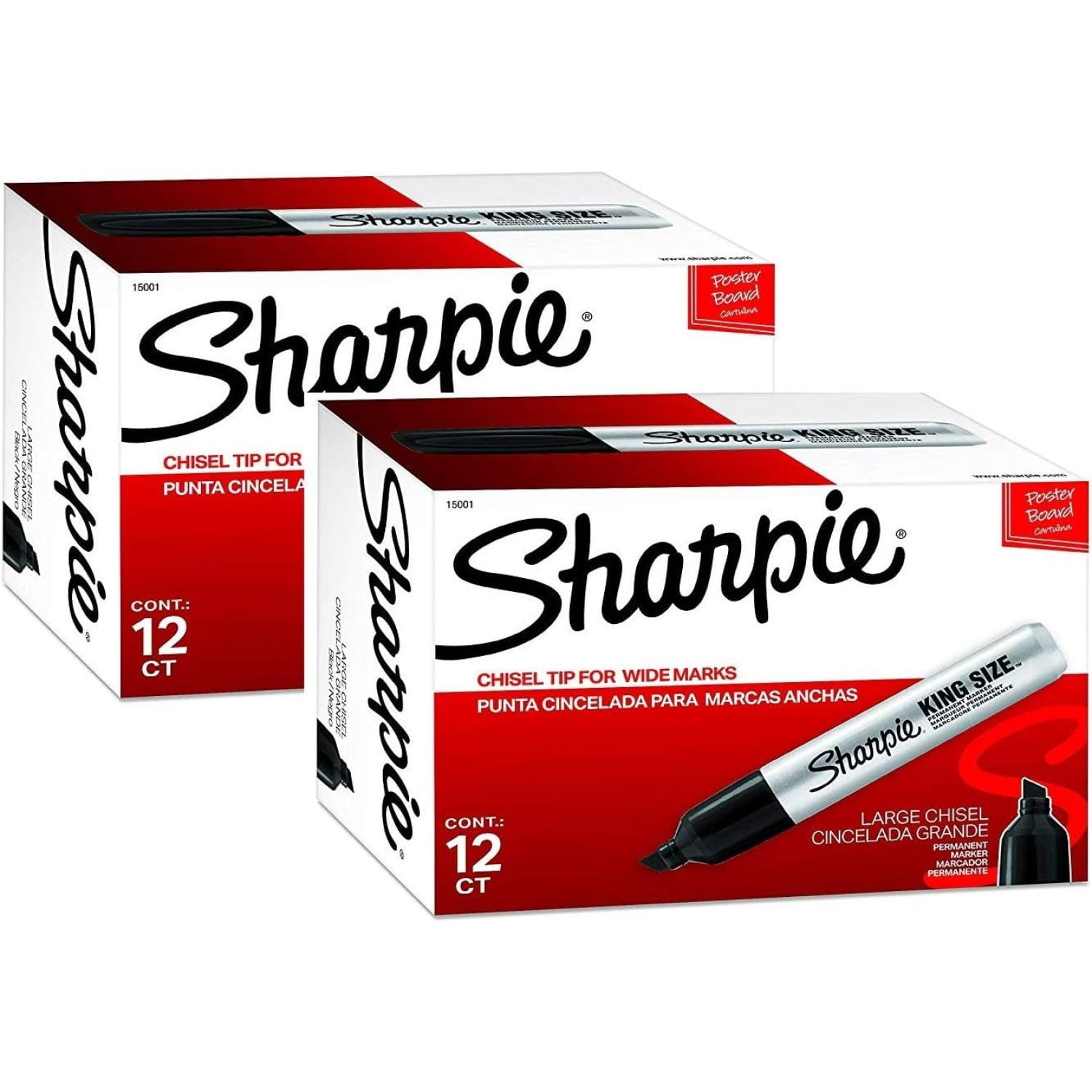 Sharpie Chisel Tip Pro Permanent Markers, King Size Black, 24-Count ...