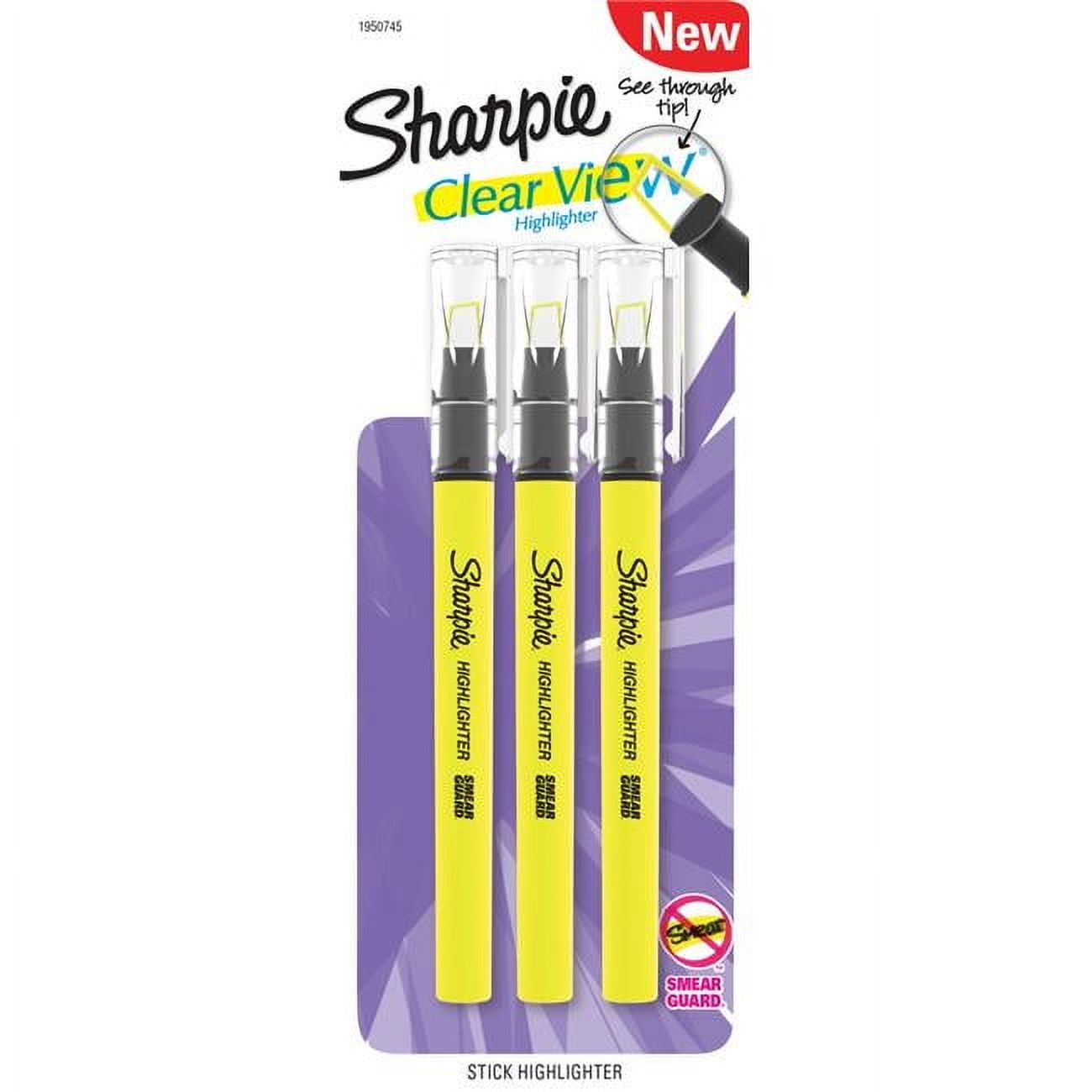 Sharpie Clear View Tip Highlighters, Yellow, 3 Count - Walmart.com