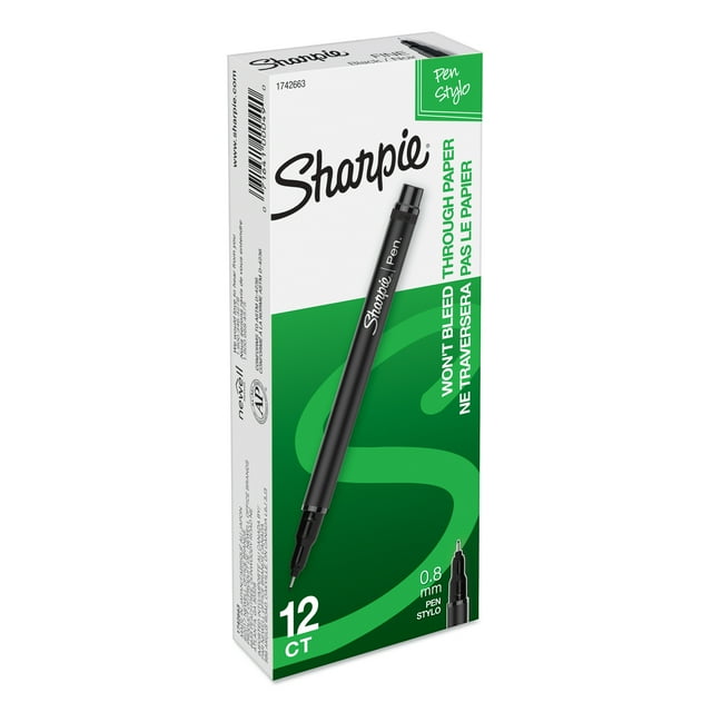 Sharpie Fine Point Pens, Black Permanent Ink, 12 Count, Smear-Resistant ...