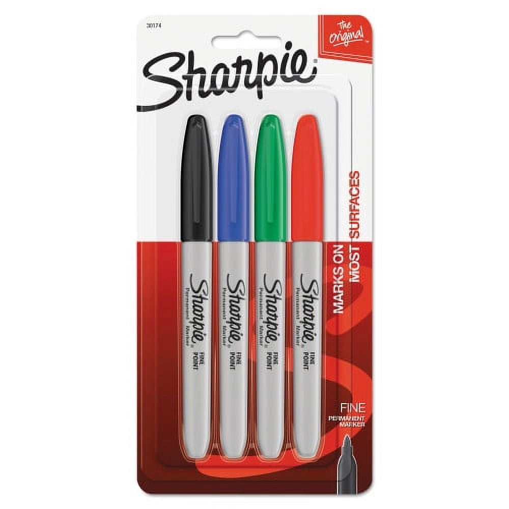 Sharpie Fine Tip Permanent Marker, Fine Bullet Tip, Assorted Colors, 4 ...