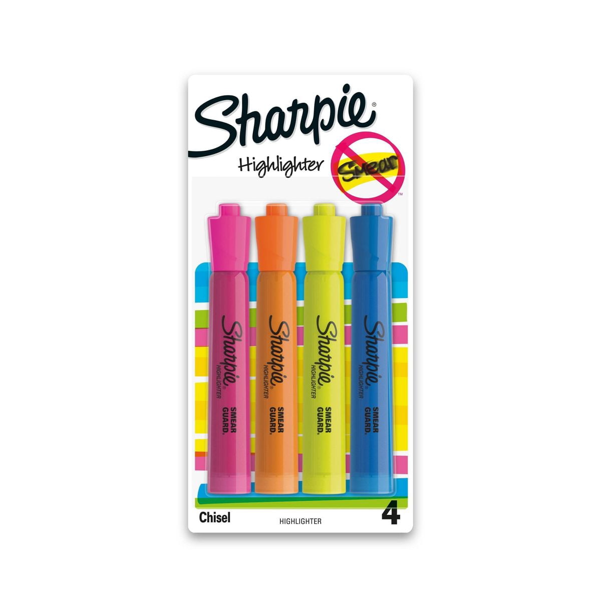 Sharpie Highlighters Smear Guard Chisel Tip Assorted Colors - Walmart.com