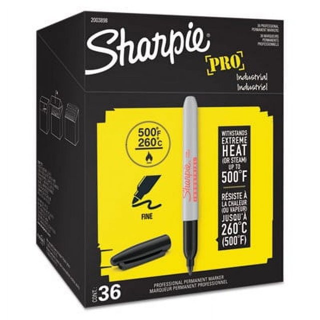 Sharpie Pro Industrial Permanent Markers, Fine Tip, Black, 36 Count ...
