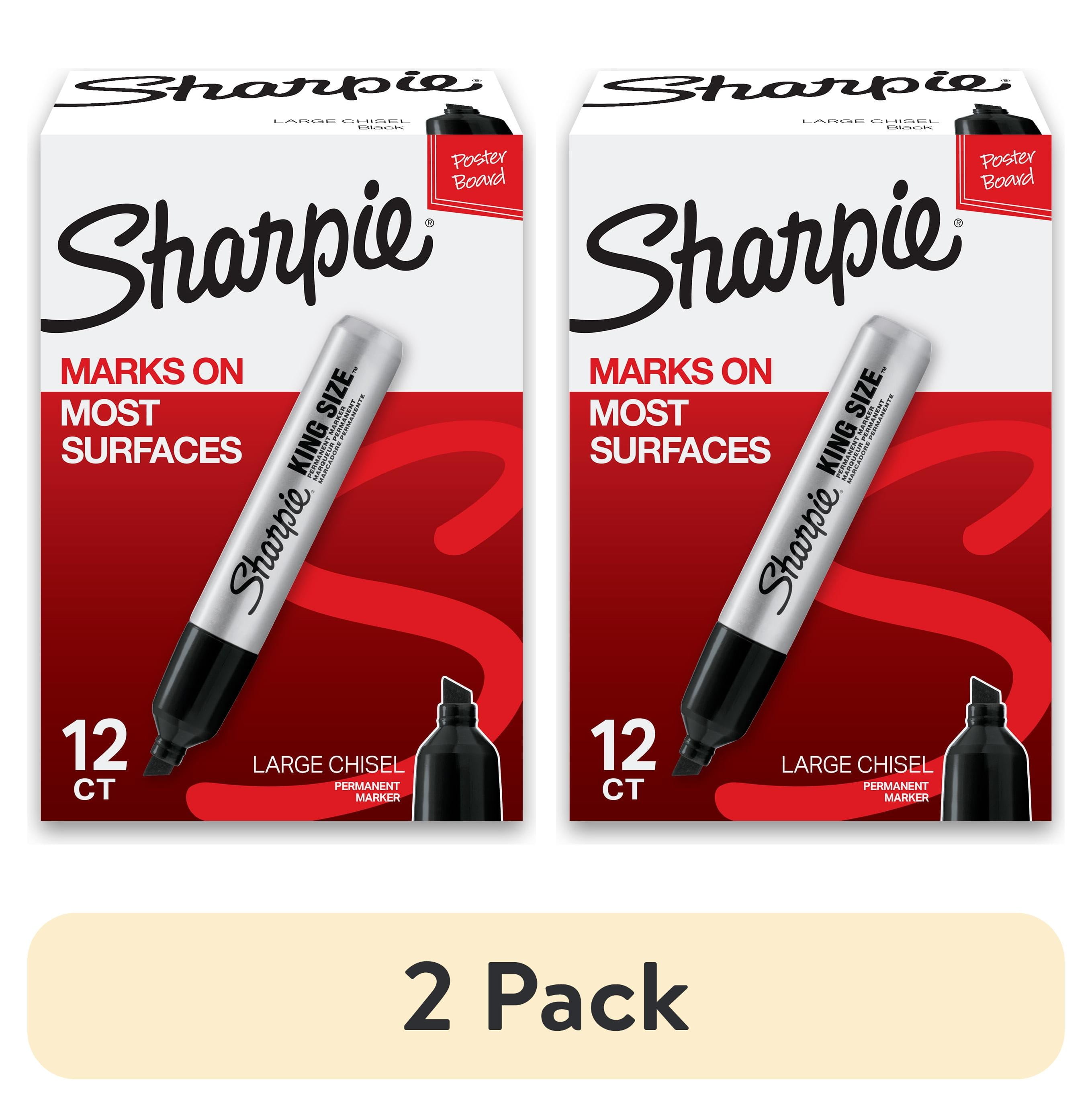 (2 pack) Sharpie King Size Permanent Markers, Large Chisel Tip, Black ...