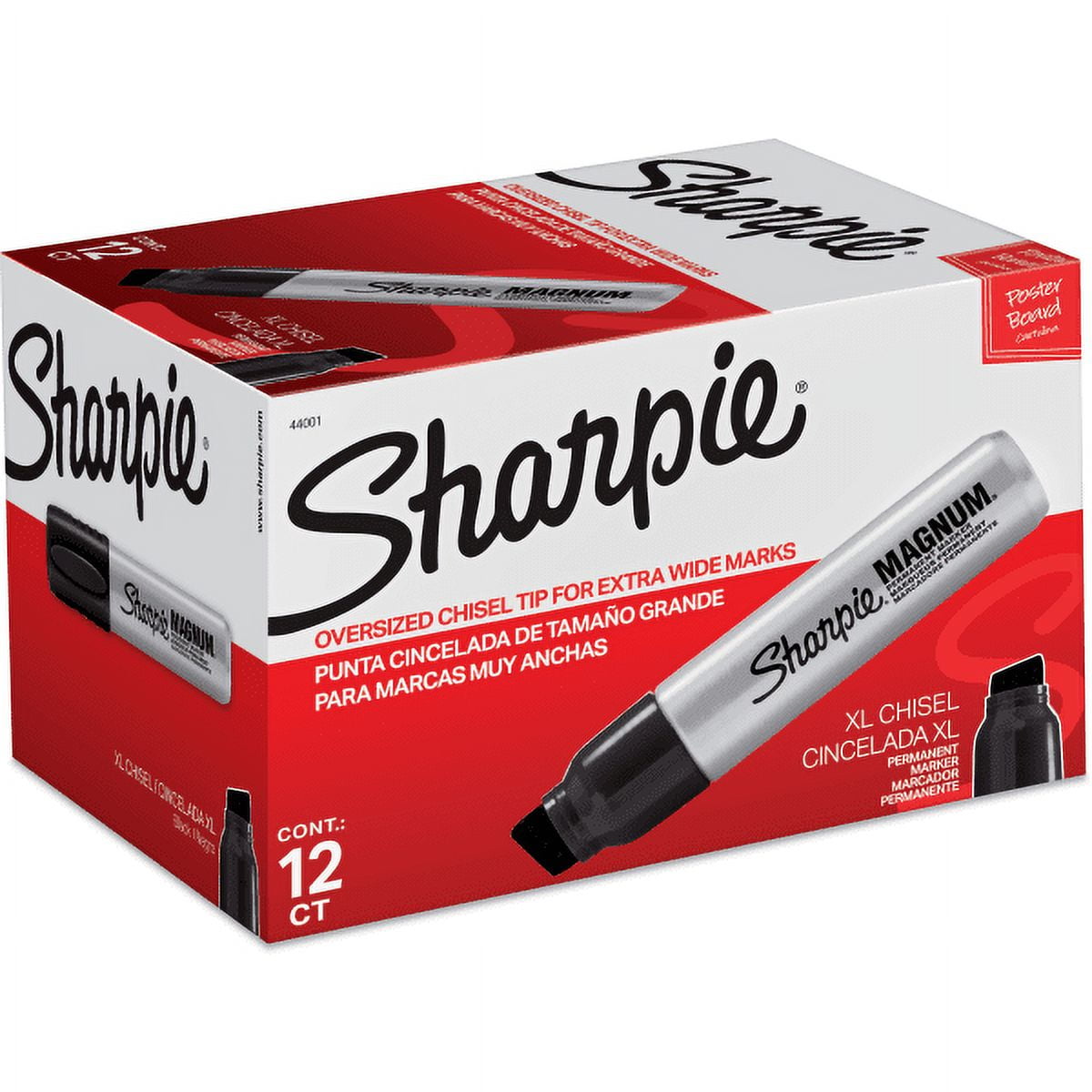 Sharpie® Magnum Permanent Markers, Chisel Tip, Silver Barrel, Black Ink ...