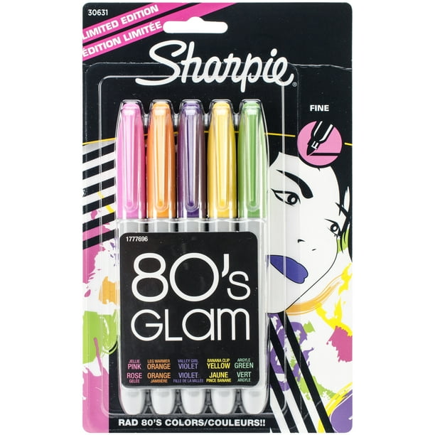 Sharpie Marker 80's Glam Set of 5, Fine Tip - Walmart.com