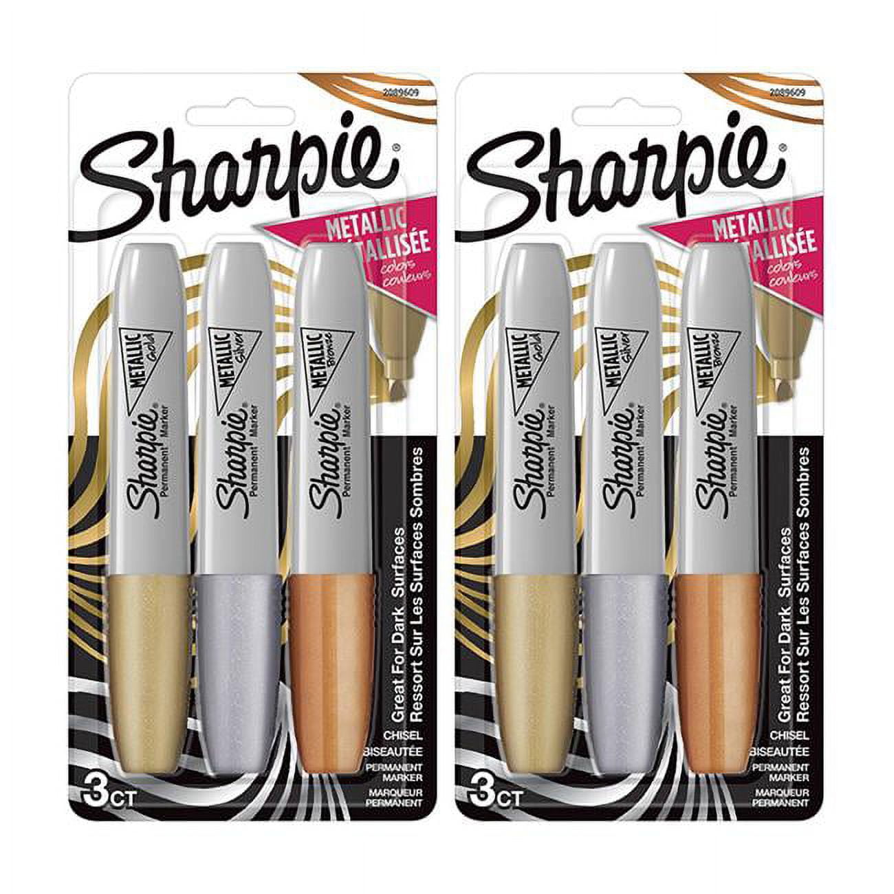 Sharpie Metallic Permanent Markers Chisel Tip Assorted Colors 3 Per ...