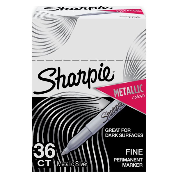 Sharpie Metallic Permanent Markers, Fine Point, Metallic Silver, 36 ...