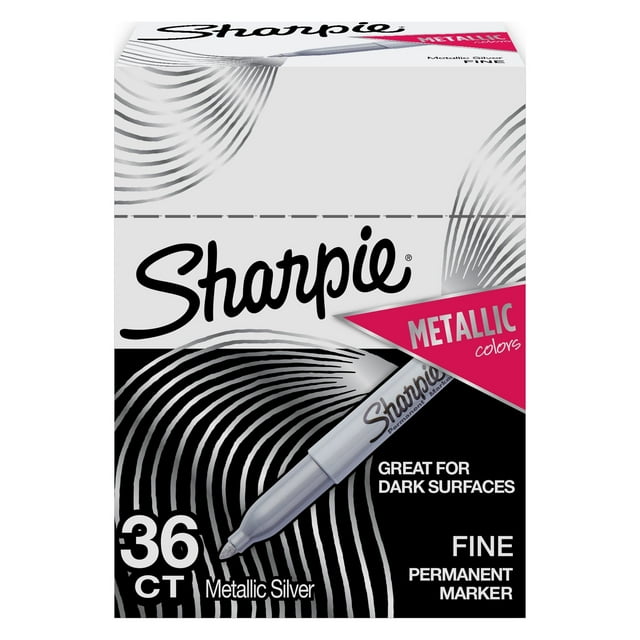 Sharpie Metallic Permanent Markers, Fine Point, Silver, 36 Count ...