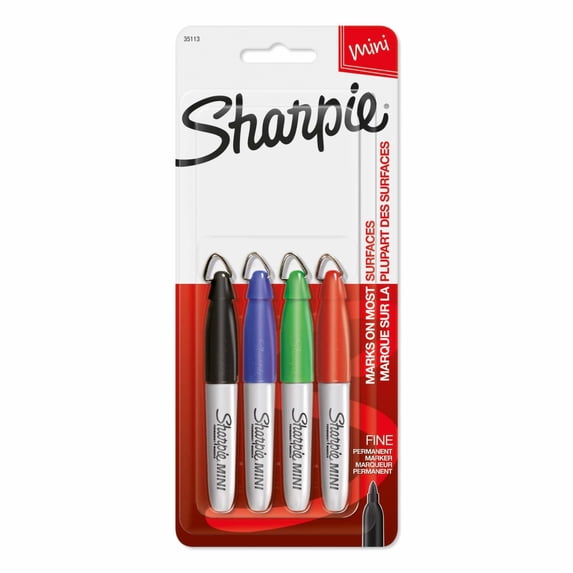 Sharpie Mini Marker Set, Assorted Colors, 4 Pack, Fine Point, 3-1/2 ...