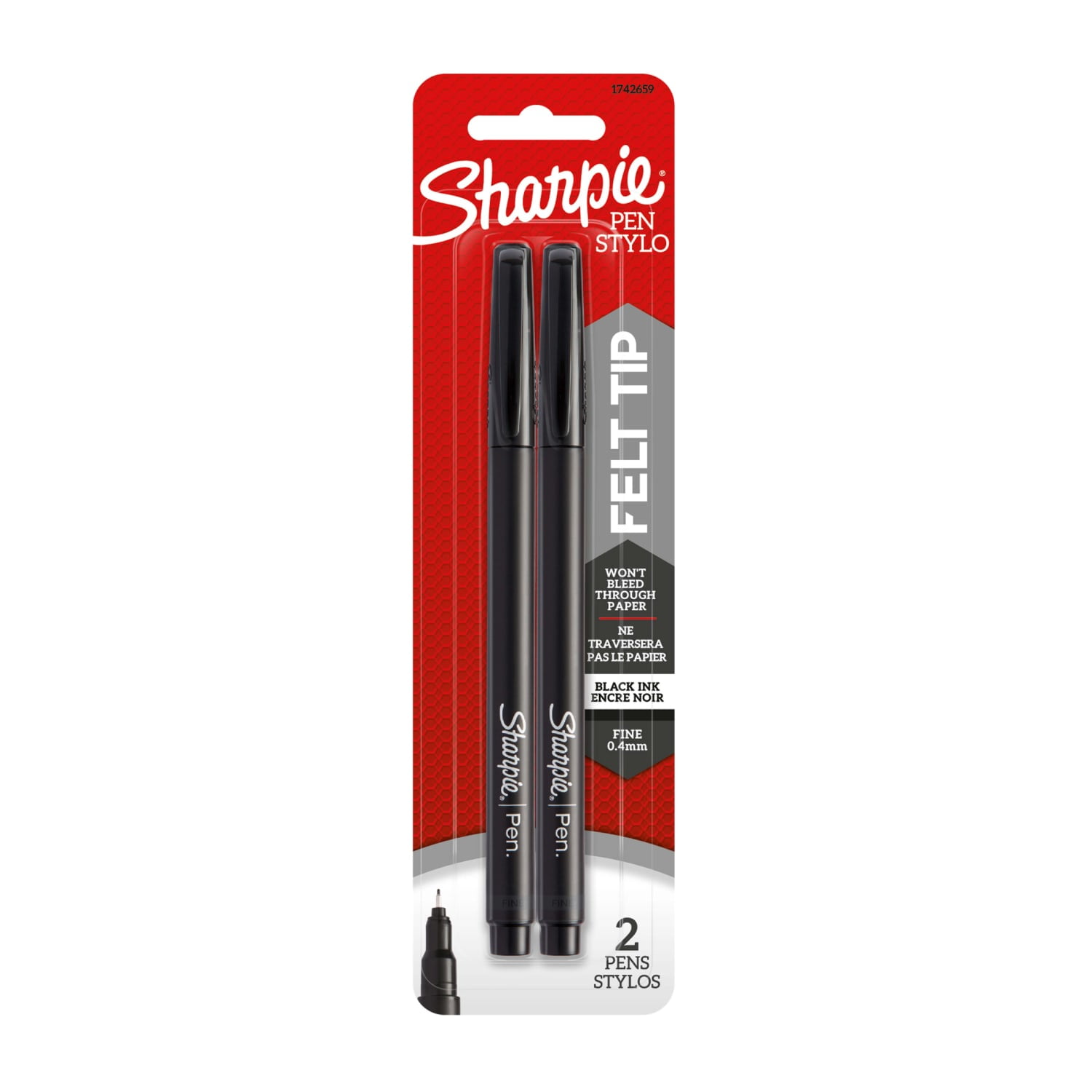 Sharpie Pens, Felt Tip Pens, Fine Point (0.4mm), Black, 2 Count ...