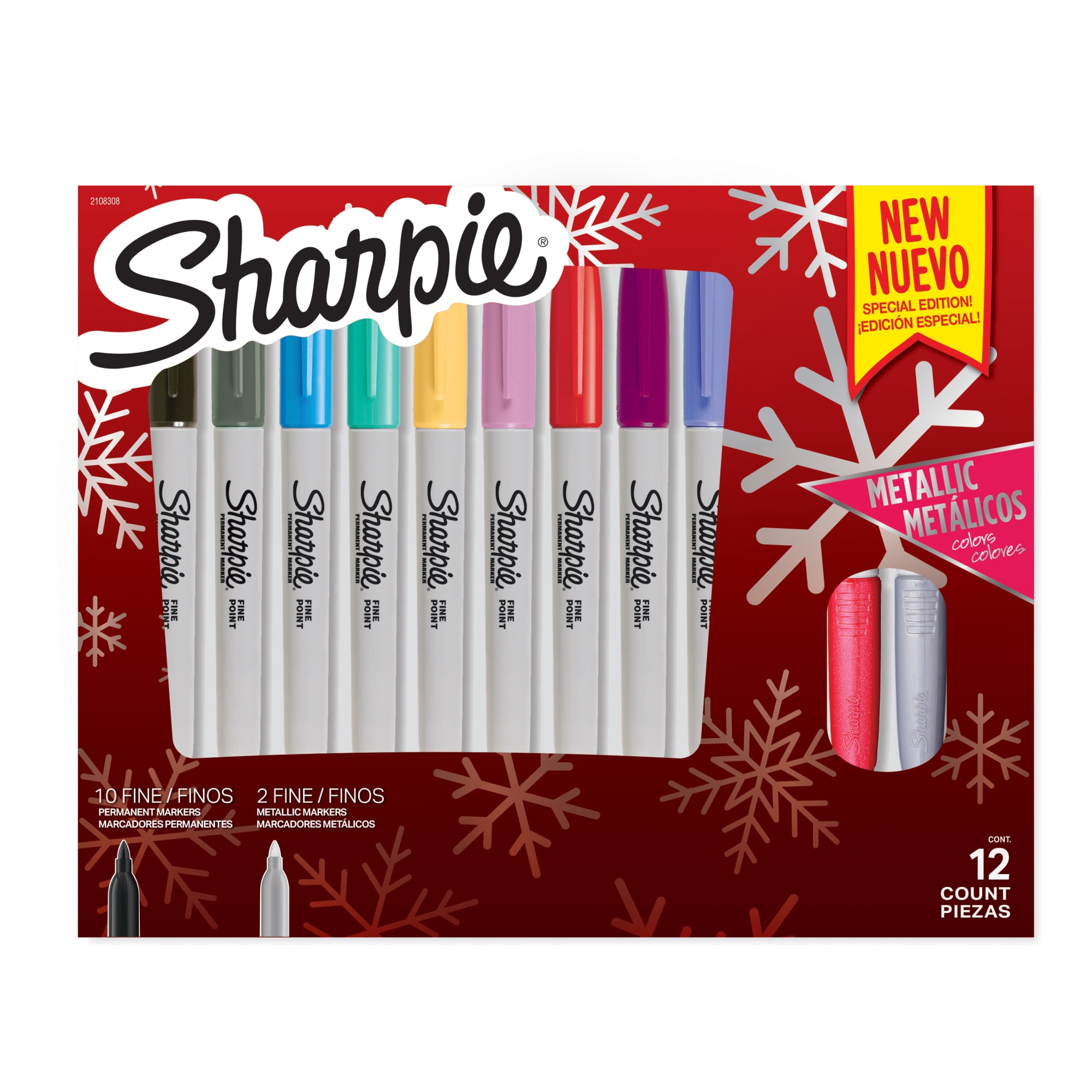 Sharpie® Permanent Fine-Point Markers, Holiday Gift Box, Gray Barrels ...