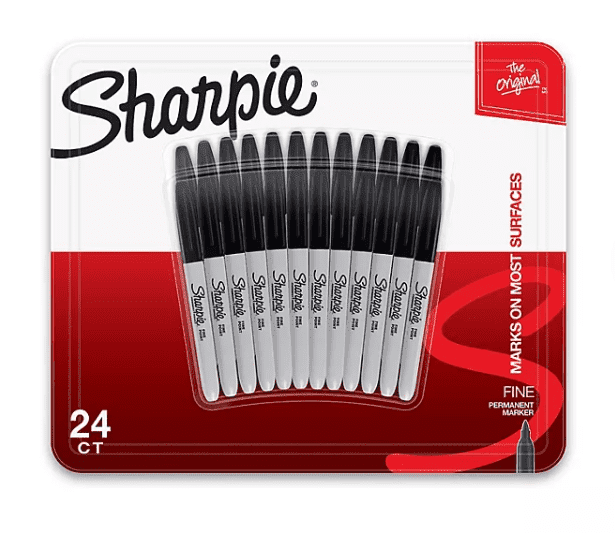 Sharpie Permanent Marker, Fine Tip, Black, 24 Count - Walmart.com