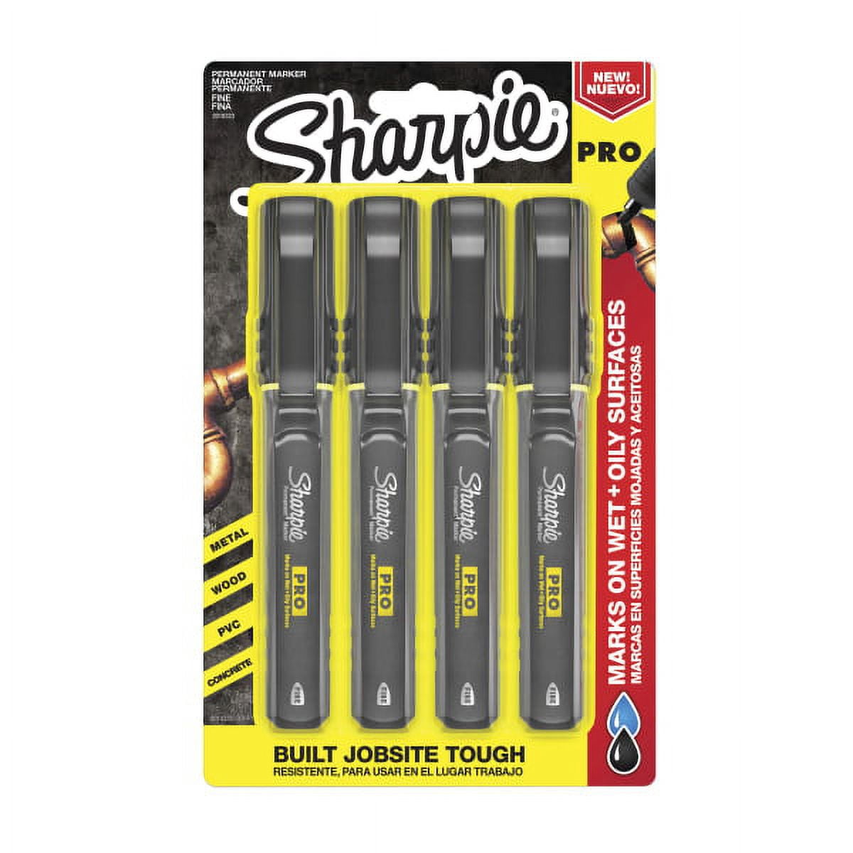Sharpie Pro Permanent Marker, Fine Point, Black, 4-Count Marker ...