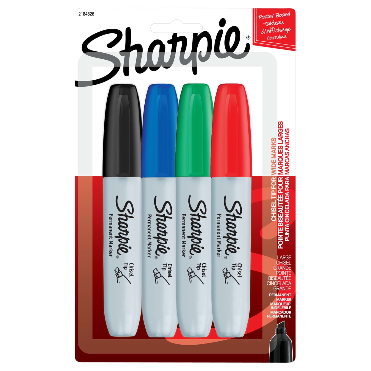 Sharpie Chisel Tip Permanent Markers, Fine & Broad Line, 4 Pack ...