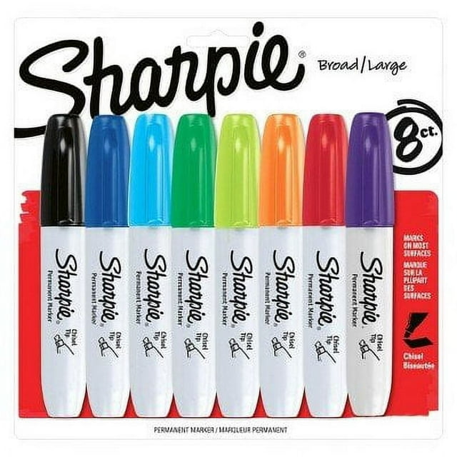 Sharpie Permanent Markers, Chisel Tip, Assorted Colors, 8 Count ...