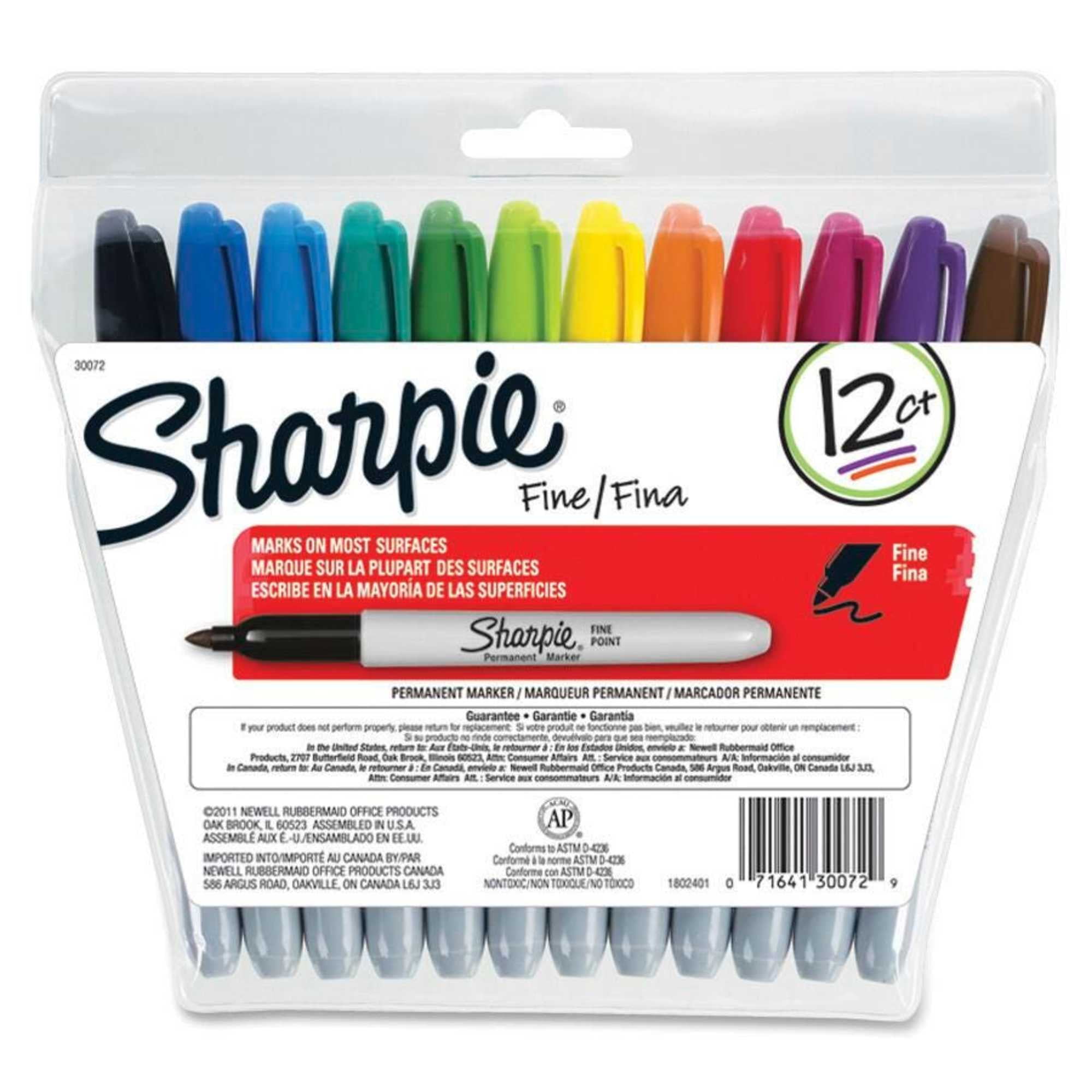 Sharpie Fine Point Permanent Markers, Assorted Colors, 12 Count with ...