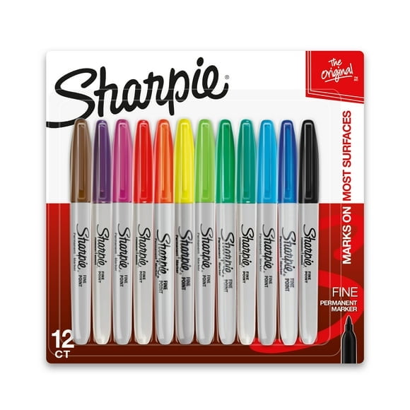Sharpie Permanent Markers, Fine Point, Assorted Colors, 12 Count.pack ...