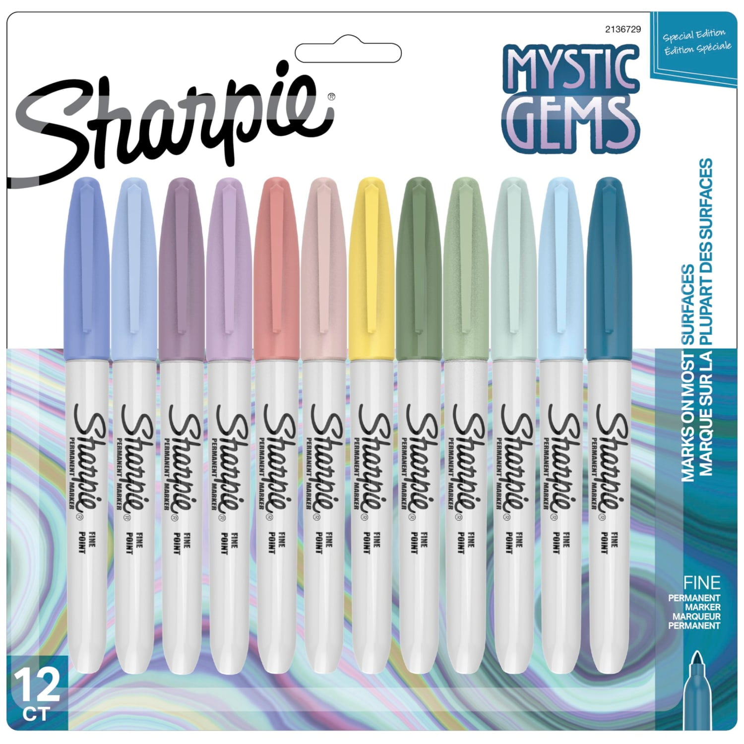 Sharpie Permanent Markers Set, Fine Tip, Mystic Gems Variety, 12 Count ...