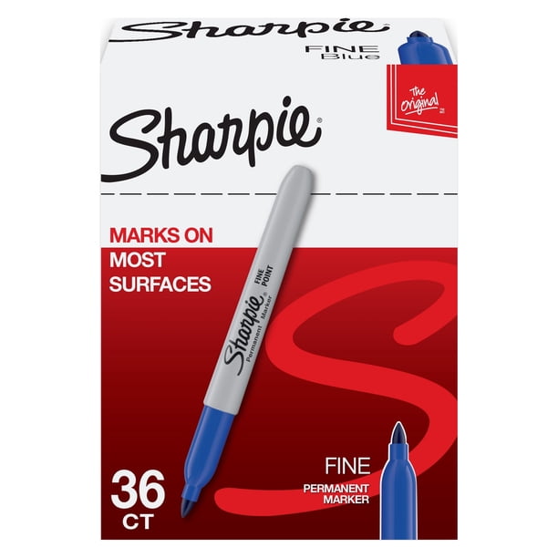 Sharpie Permanent Markers, Fine Point, Blue, 36 Count - Walmart ...